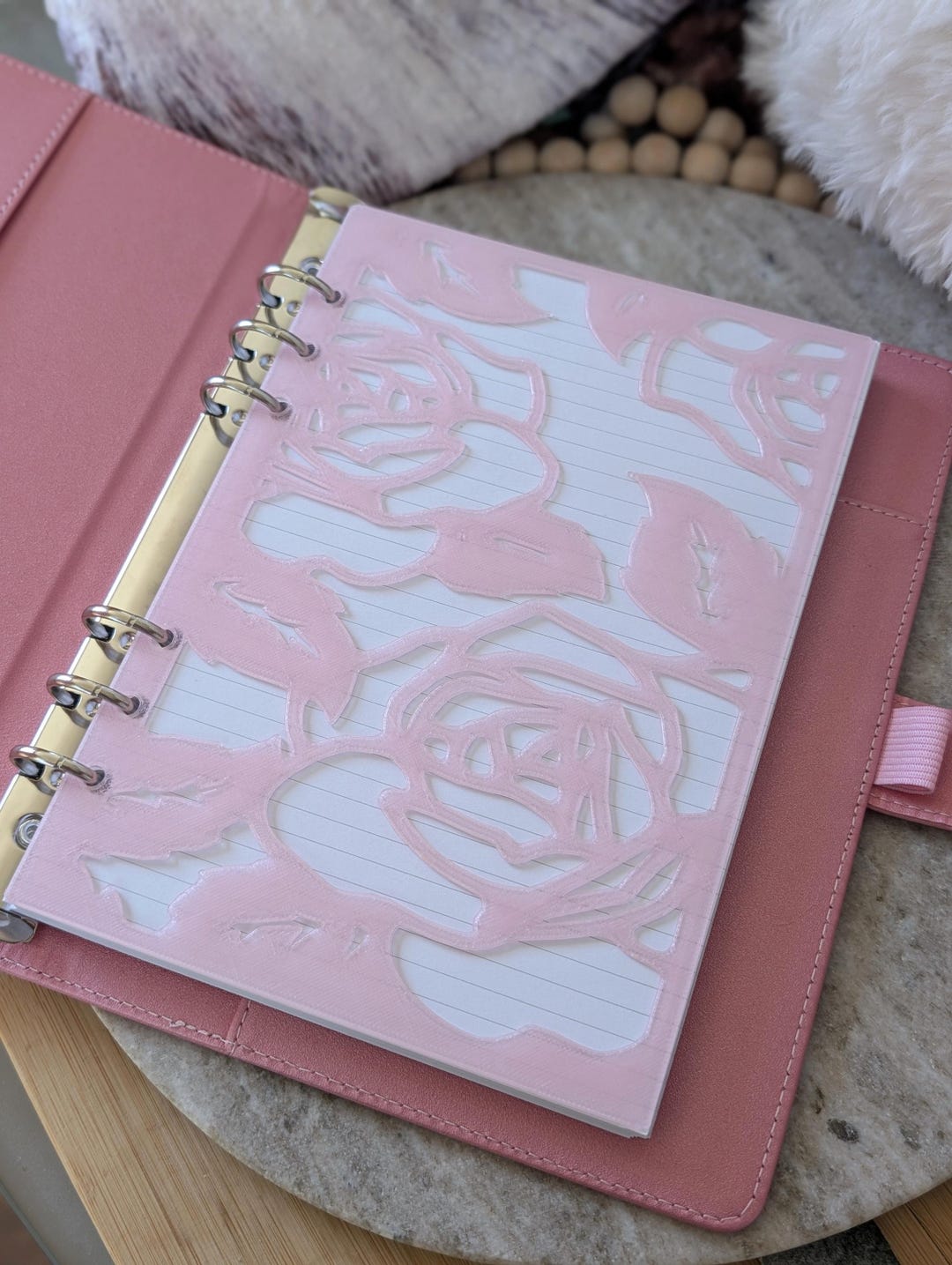 Light Pink Rose Overlay Layer Decor for A5 Planner Binders 3d Printed ...