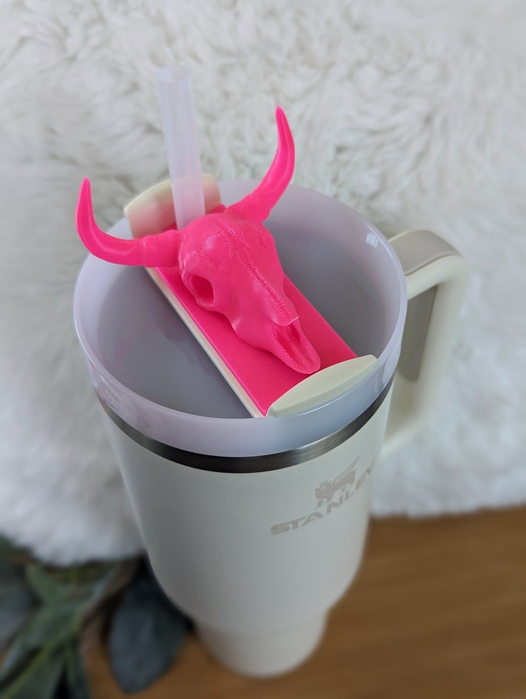Neon Pink Western Bull Skull Stanley Tumbler Lid Topper, Stanley Topper ...
