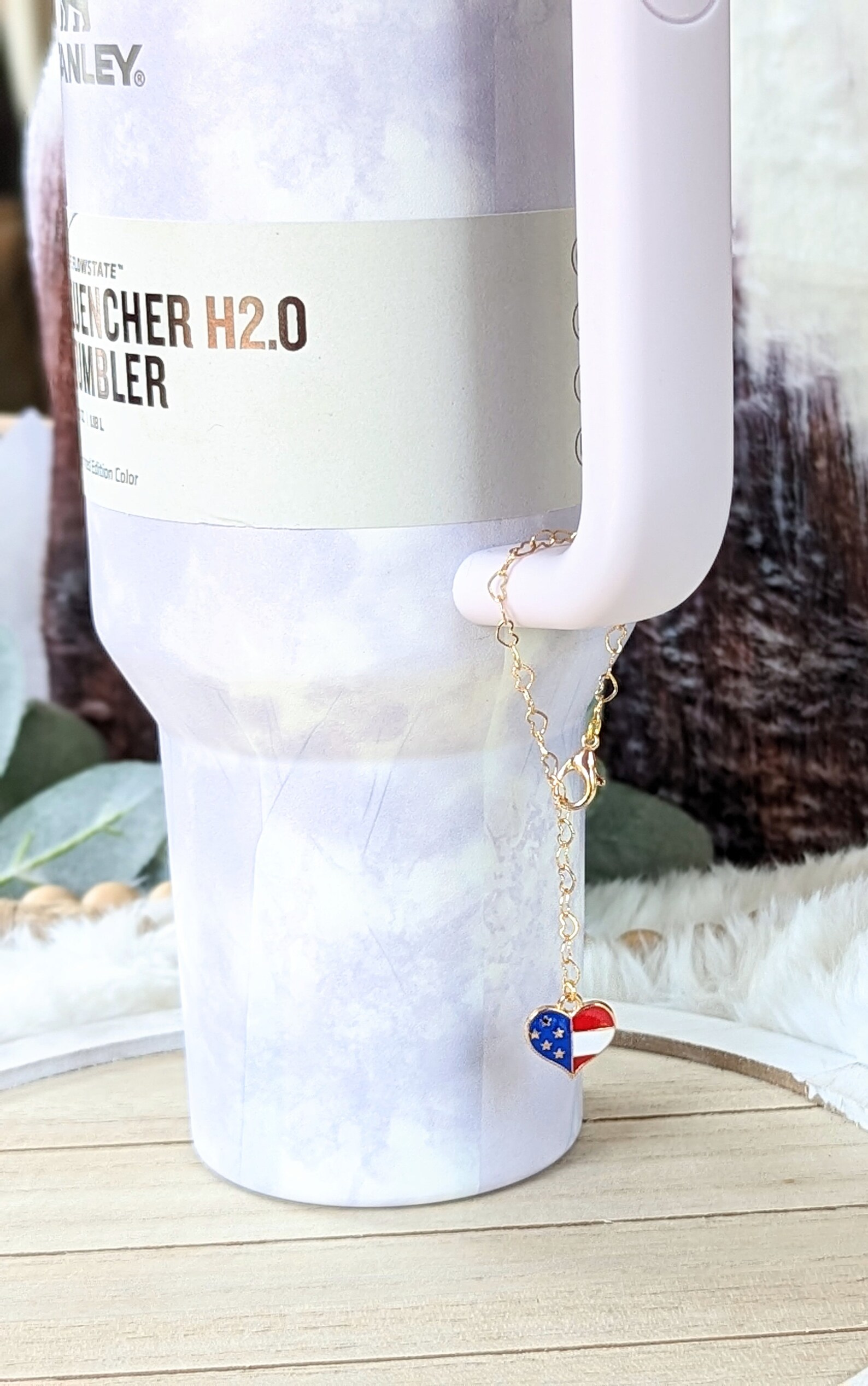 Stanley Tumbler Patriotic American Flag Heart Charm Handle - Etsy