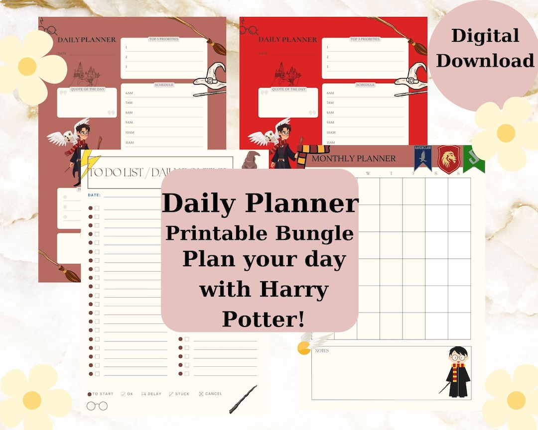 Harry-inspired Daily Planner Printable A4 Planner Magic-themed Daily ...