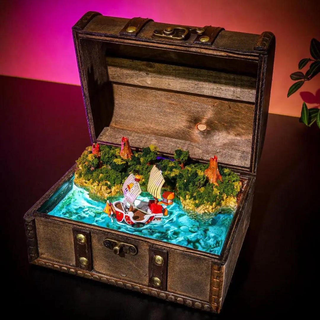 S.un.ny Pirates Box Lamp, Ocean Pirate Ship in Light Box, Epoxy Resin ...