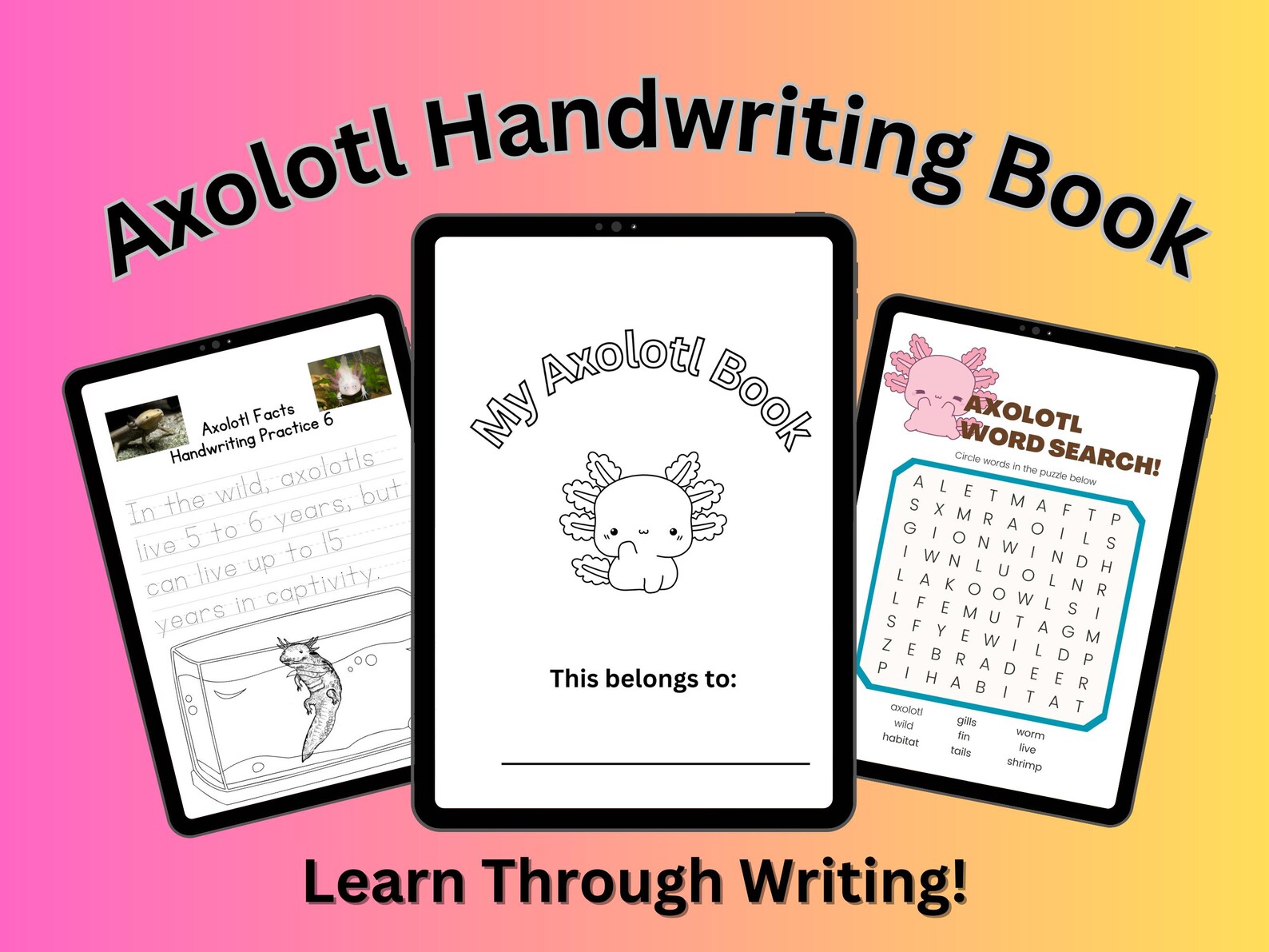Axolotl Handwriting Practice Science Through Writing - Etsy