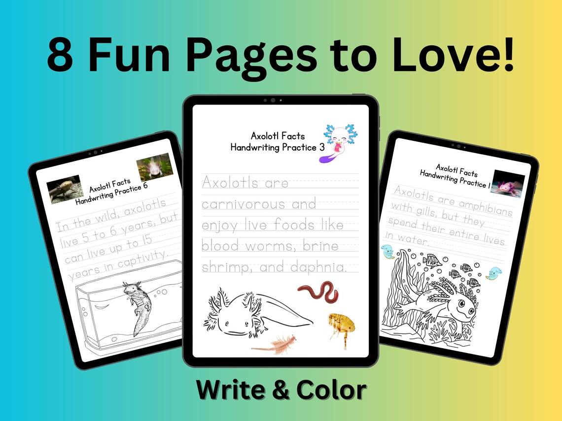 Axolotl Handwriting Practice Science Through Writing - Etsy