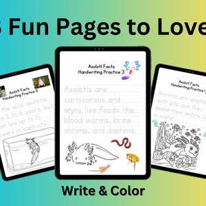 Axolotl Handwriting Practice Science Through Writing - Etsy