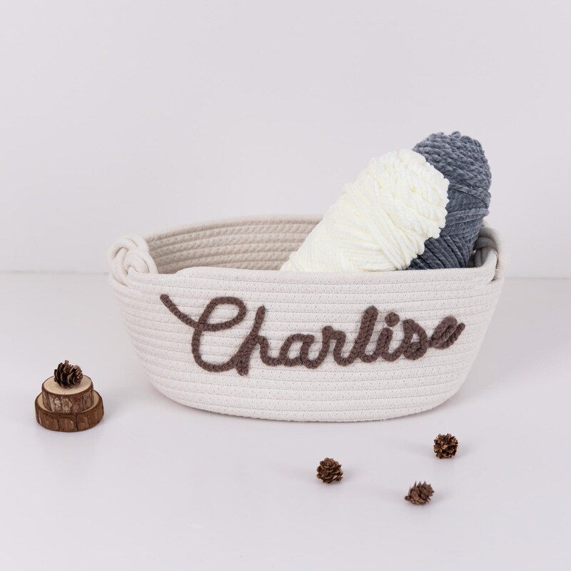 Embroidered Rope Baskets - Etsy