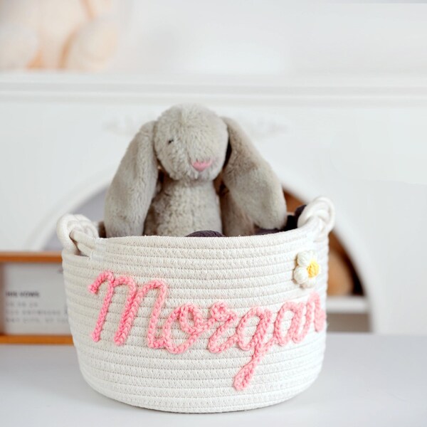 Embroidered Rope Baskets - Etsy