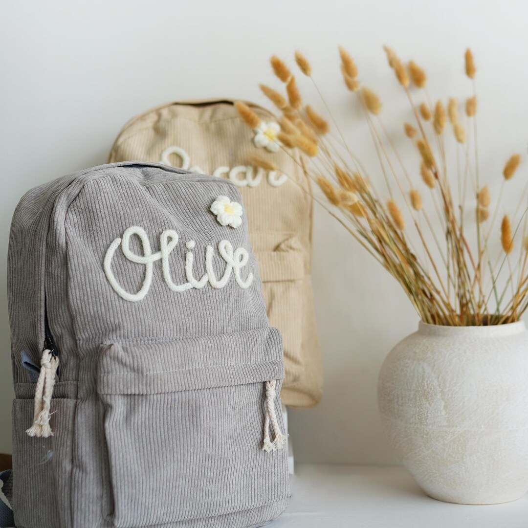 Personalized Preschool Backpack | Embroidered Name Toddler Bag | Cotton ...