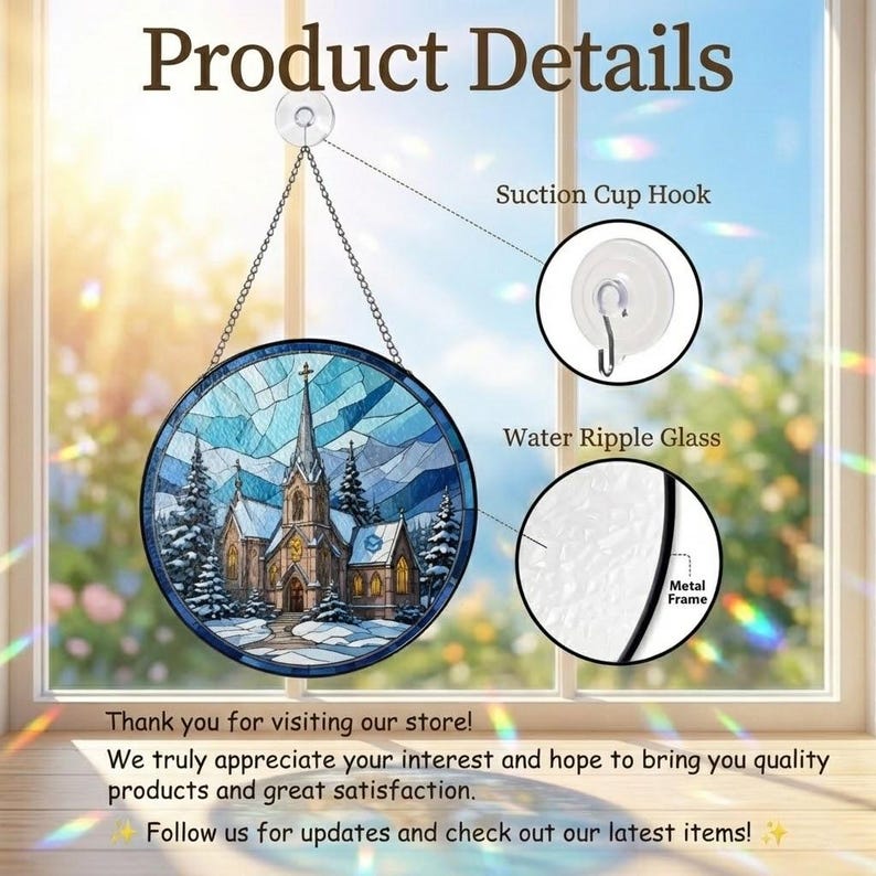 Stitch Stained Glass Suncatcher, Cute Stitch Beach Scene Window Hanging ...