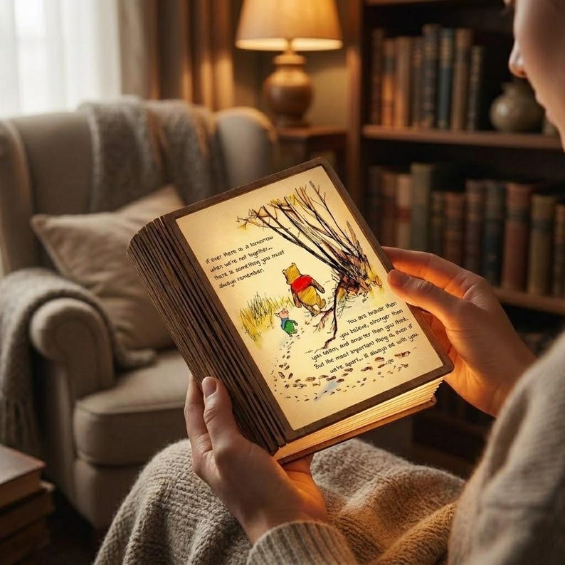 Winnie the Pooh Book Lamp, Pooh and Piglet Friendship Quote, Classic ...