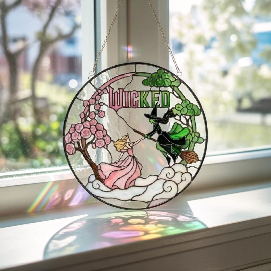 Elphaba and Glinda Wicked Stained Glass Suncatcher, Wizard of Oz ...