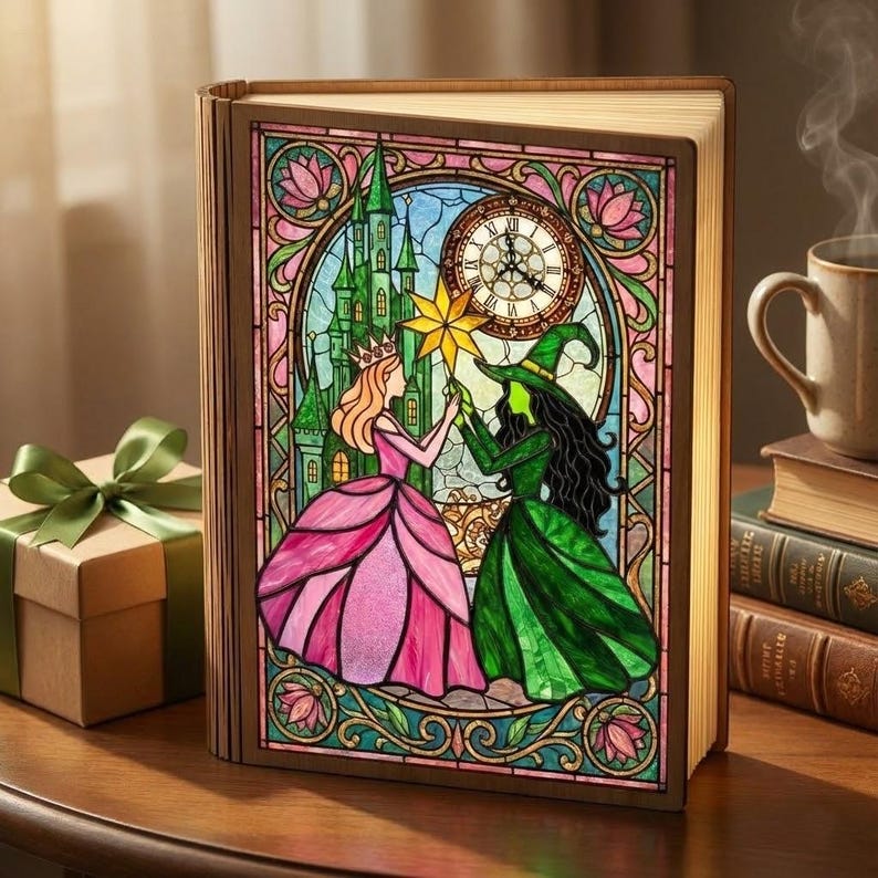 Wicked Book Lamp, Glinda and Elphaba Lamp, Good Witch and Wicked Witch ...