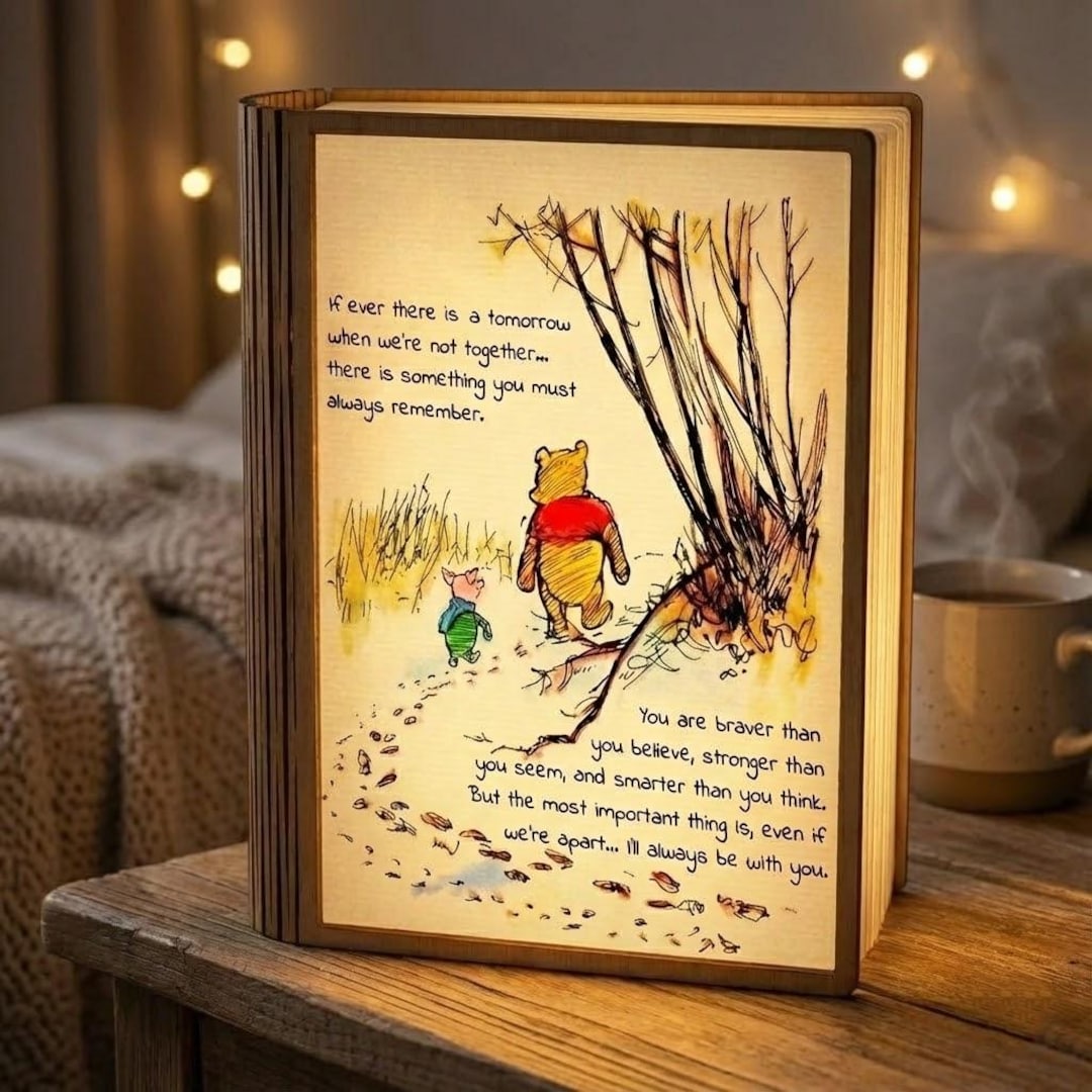 Winnie the Pooh Book Lamp, Pooh and Piglet Friendship Quote, Classic ...