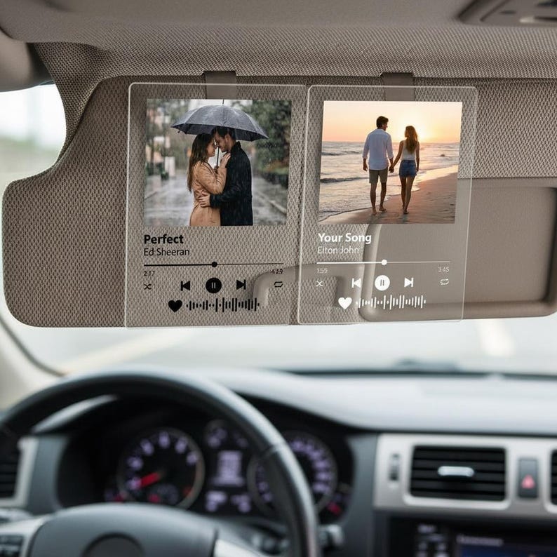 Personalized Spotify Song Photo Car Visor Clip, Couple Music Photo Gift ...