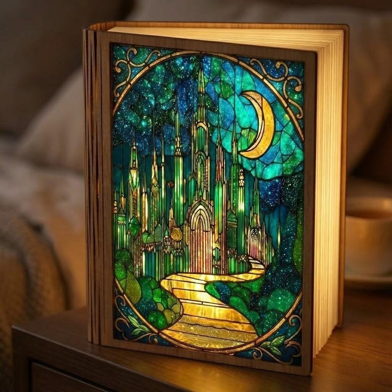 Wicked Book Lamp, Emerald City Lamp, Oz Fantasy Book Light, LED ...