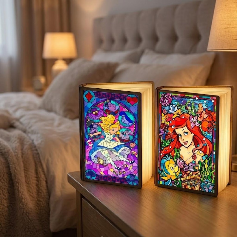 The Little Mermaid Book Lamp, Ariel Lamp, Under the Sea Princess Scene ...