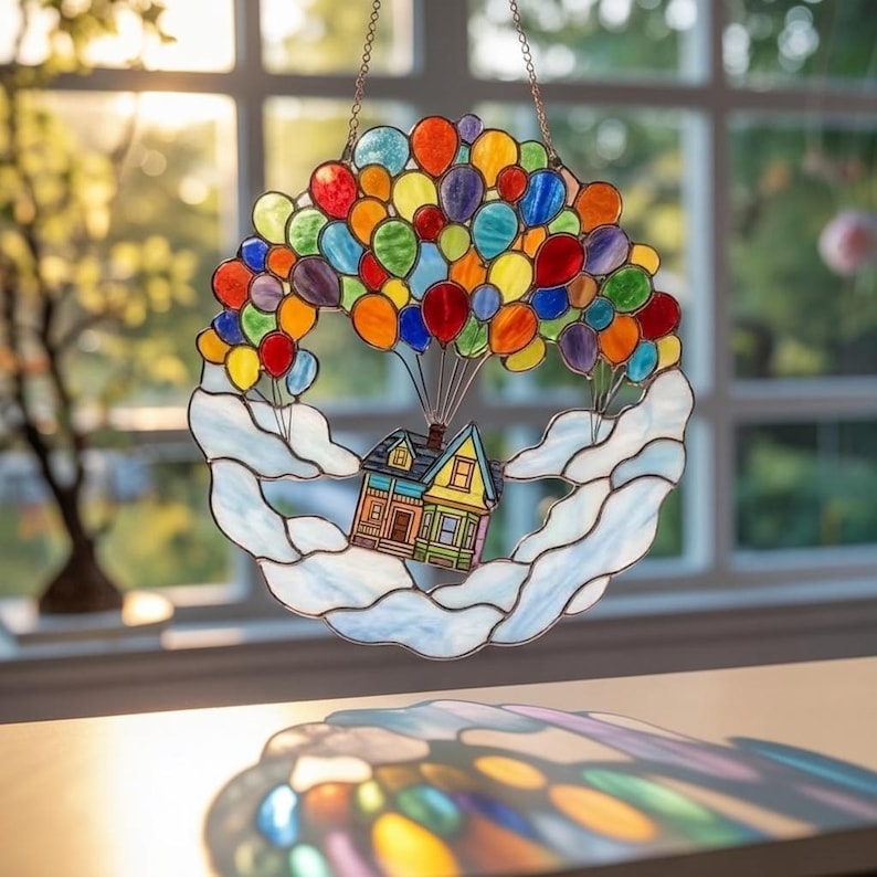 Up House Balloon Suncatcher, Disney Pixar up Window Hanging, Colorful ...
