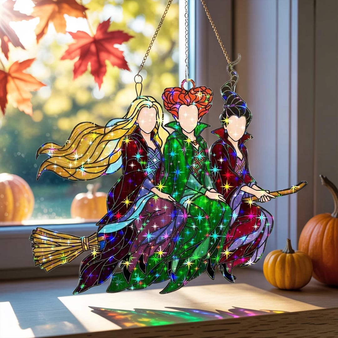 Halloween Witch Suncatcher, Hocus Pocus Window Hanging, Sanderson ...