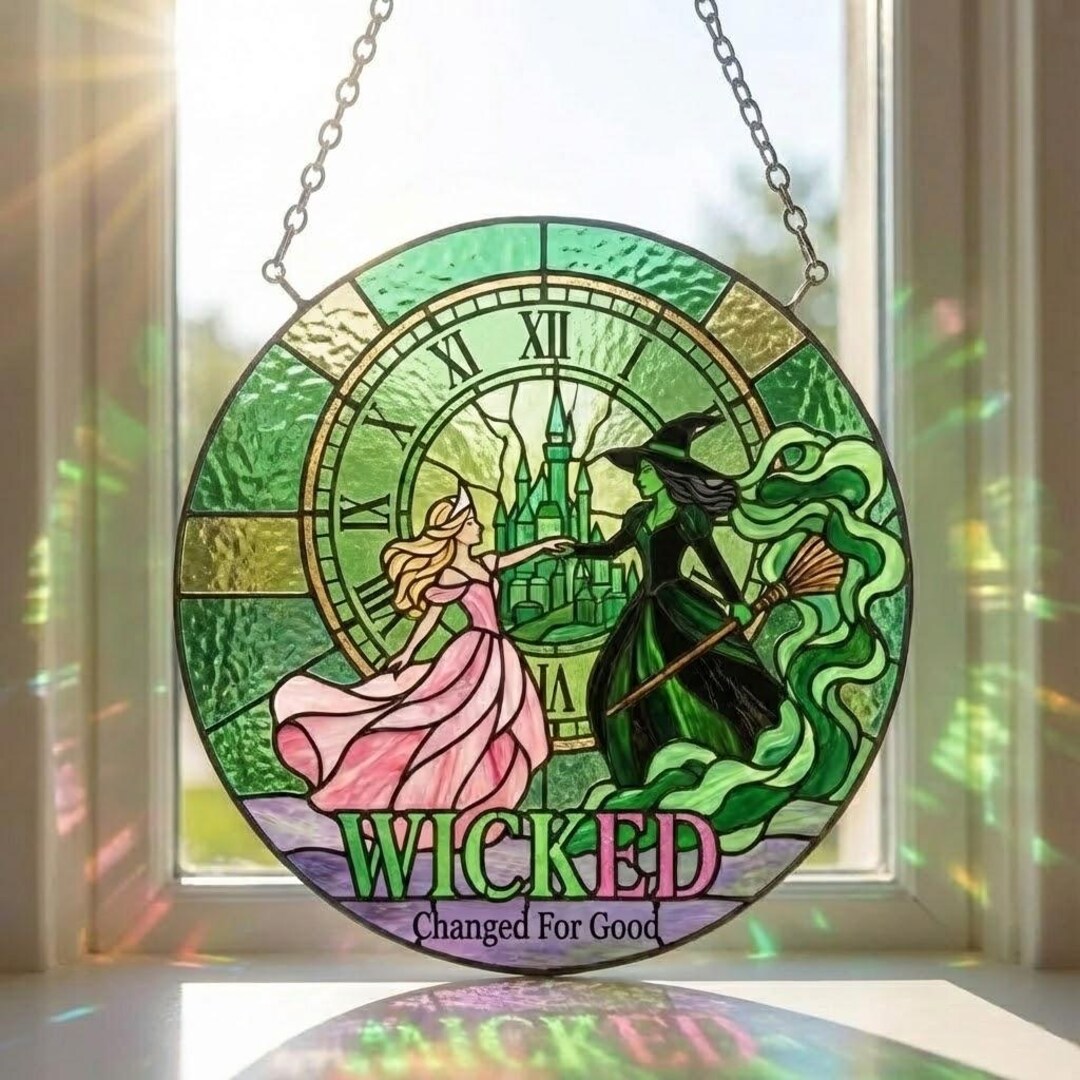 Wicked Inspired Elphaba and Glinda Stained Glass Suncatcher, Broadway ...