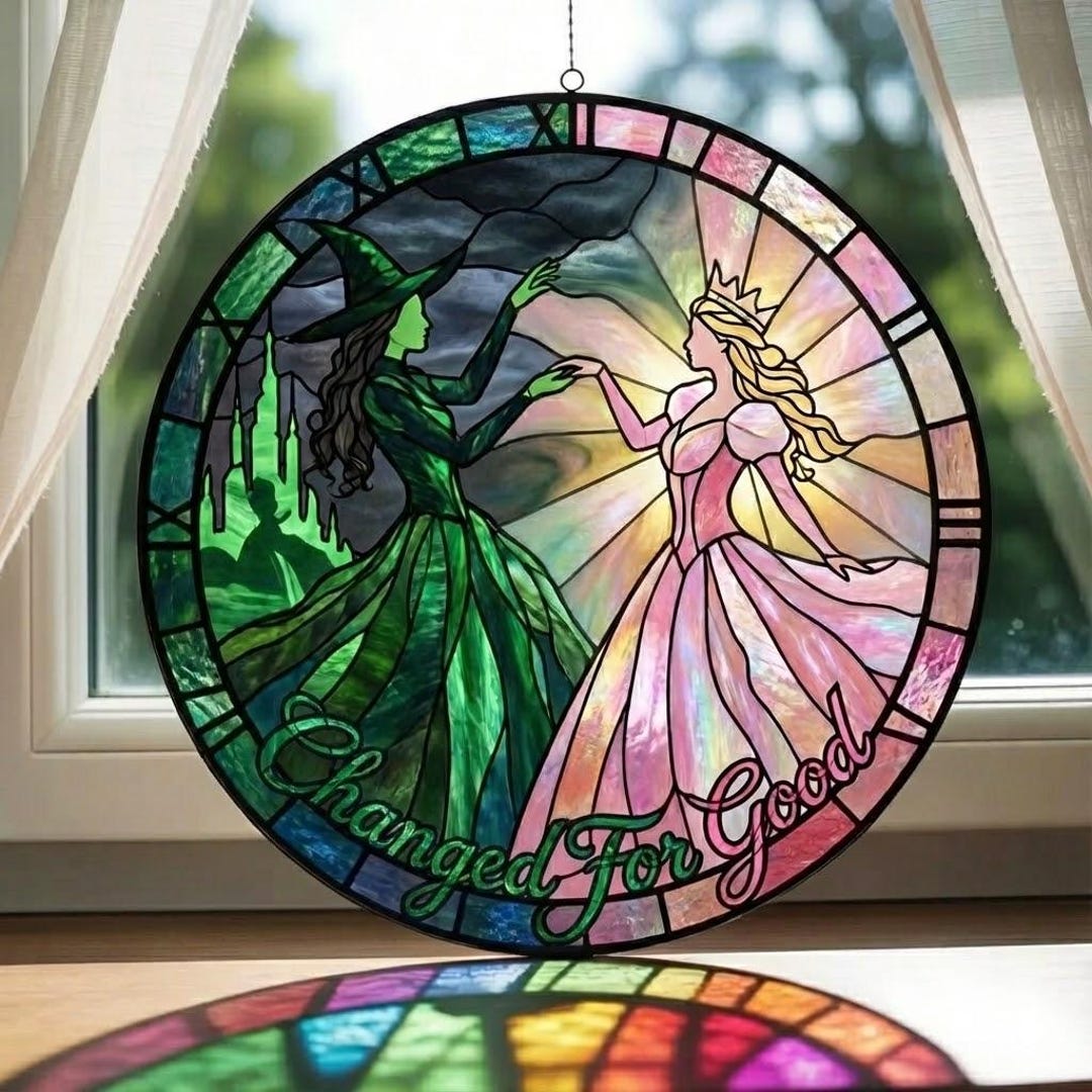 Elphaba and Glinda Stained Glass Suncatcher, Wicked Musical Fan Art ...