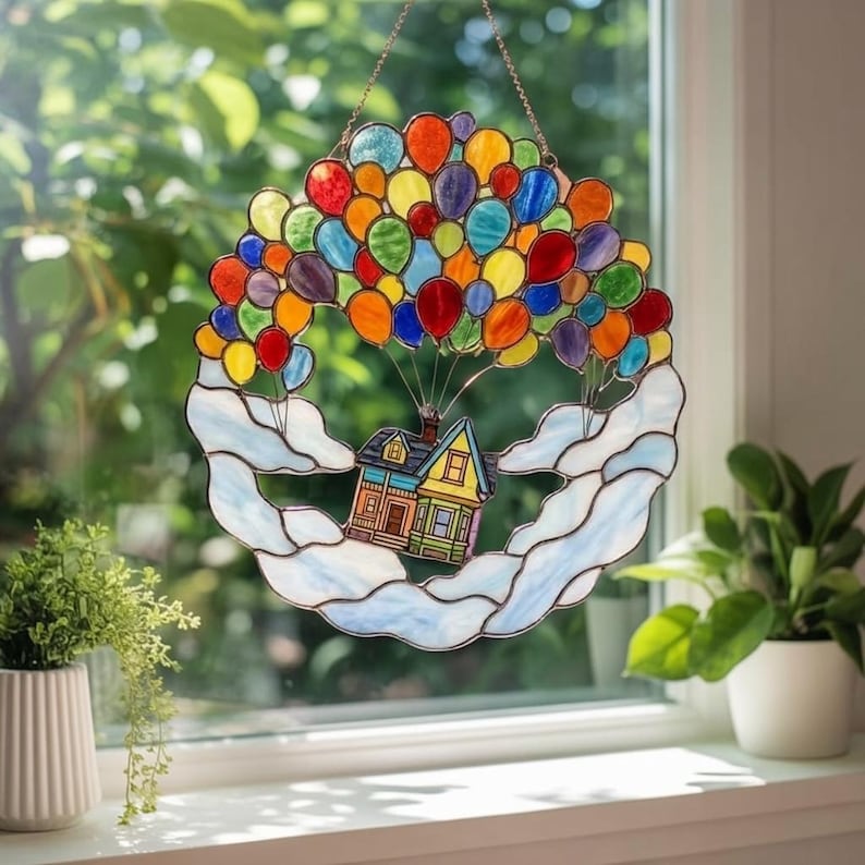 Up House Balloon Suncatcher, Disney Pixar up Window Hanging, Colorful ...