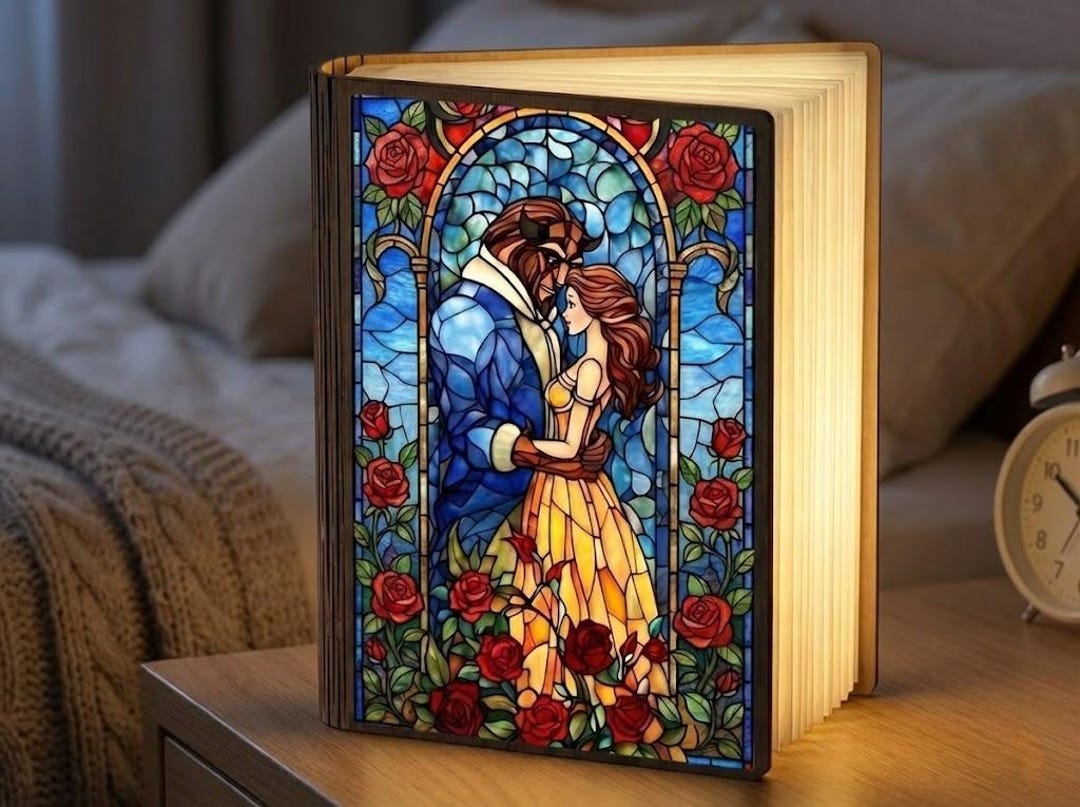 Beauty and the Beast Book Lamp, Enchanted Belle Princess Reading Lamp ...