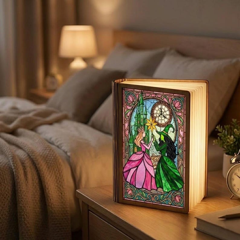 Wicked Book Lamp, Glinda and Elphaba Lamp, Good Witch and Wicked Witch ...