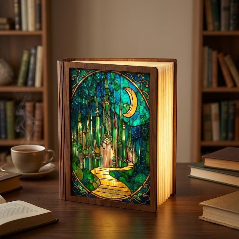 Wicked Book Lamp, Emerald City Lamp, Oz Fantasy Book Light, LED ...
