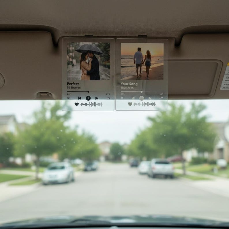 Personalized Spotify Song Photo Car Visor Clip, Couple Music Photo Gift ...