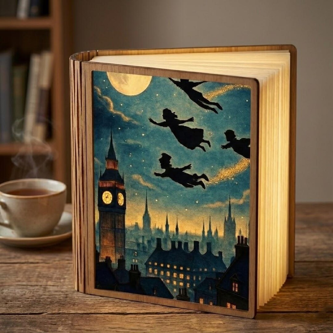 Peter Pan Book Lamp, Peter Wendy Flying Over London, Never Grow up ...