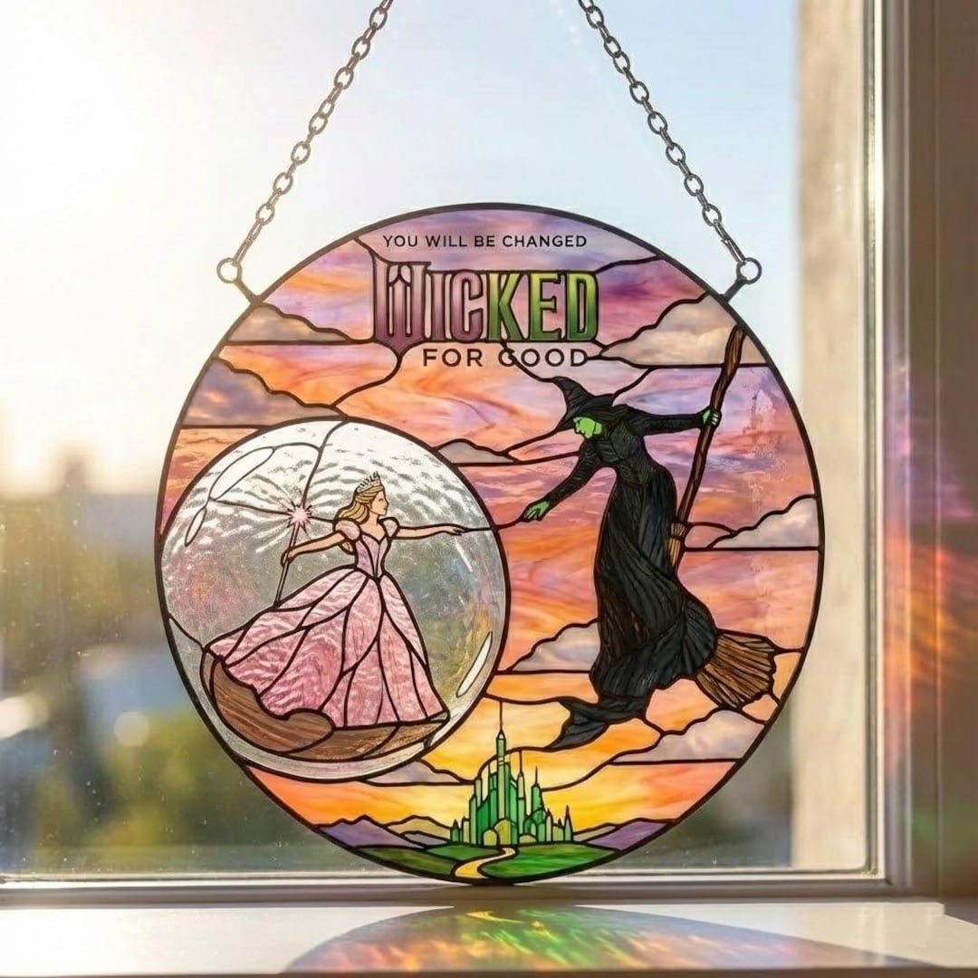 Elphaba and Glinda Oz Witches Stained Glass Suncatcher, Wicked Musical ...