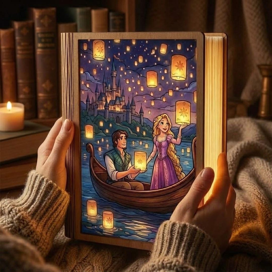 Tangled Book Lamp, Rapunzel Flynn Lantern, Booknook Decor, LED Foldable ...