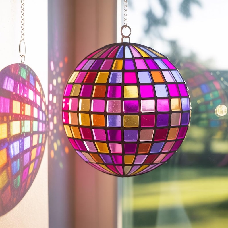 Disco Ball Suncatcher, Faux Disco Ball,colorful Window Decor,retro ...