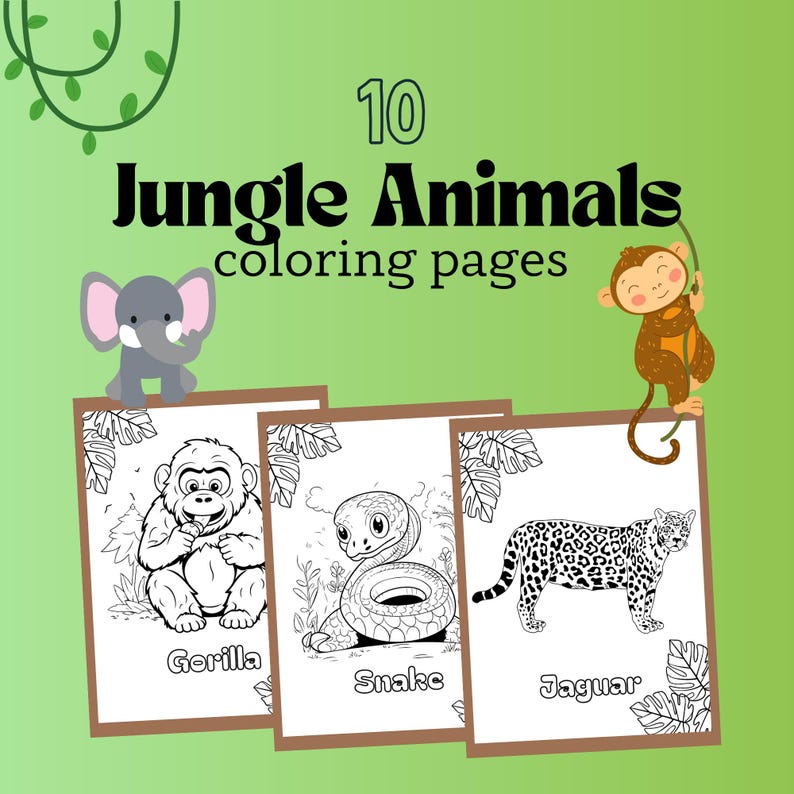 Printable Coloring Pages of Jungle Animals 10 Educational Sheets With ...