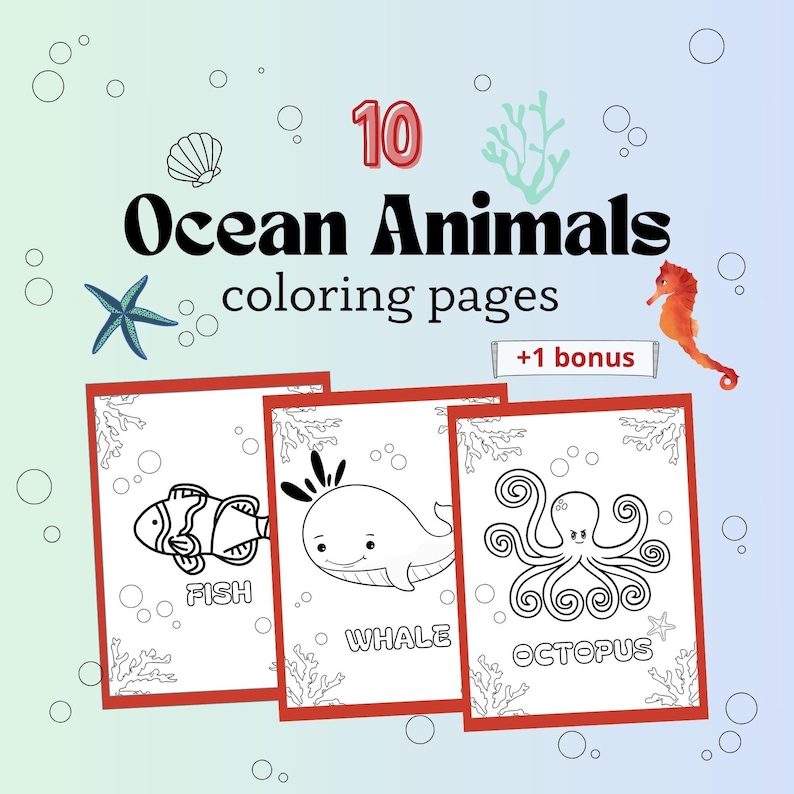 Printable Coloring Pages of Ocean Animals 10 Educational Sheets With ...