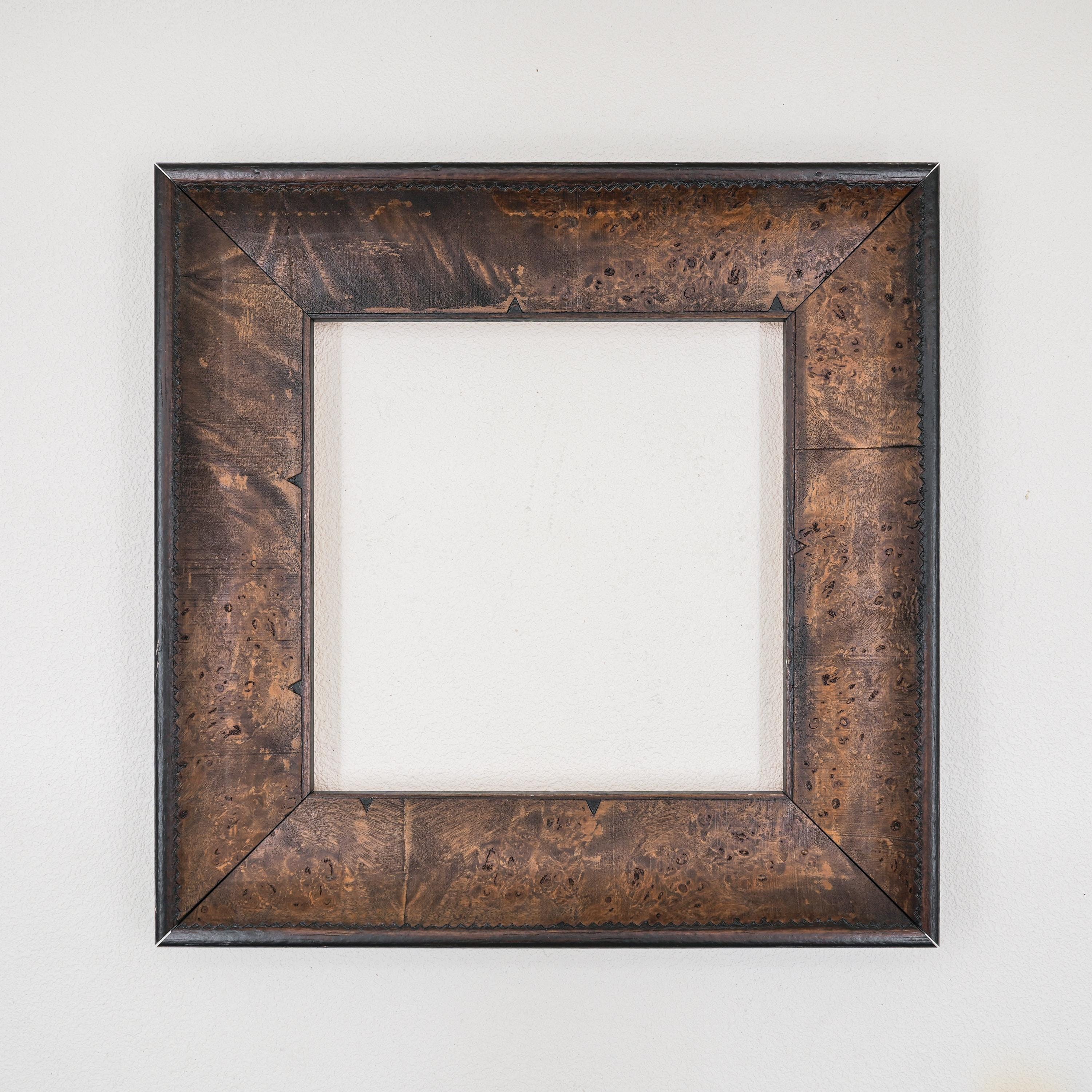 Modern Walnut Finish Tree Bark-patterned, Wide Beveled Wood Frame ...