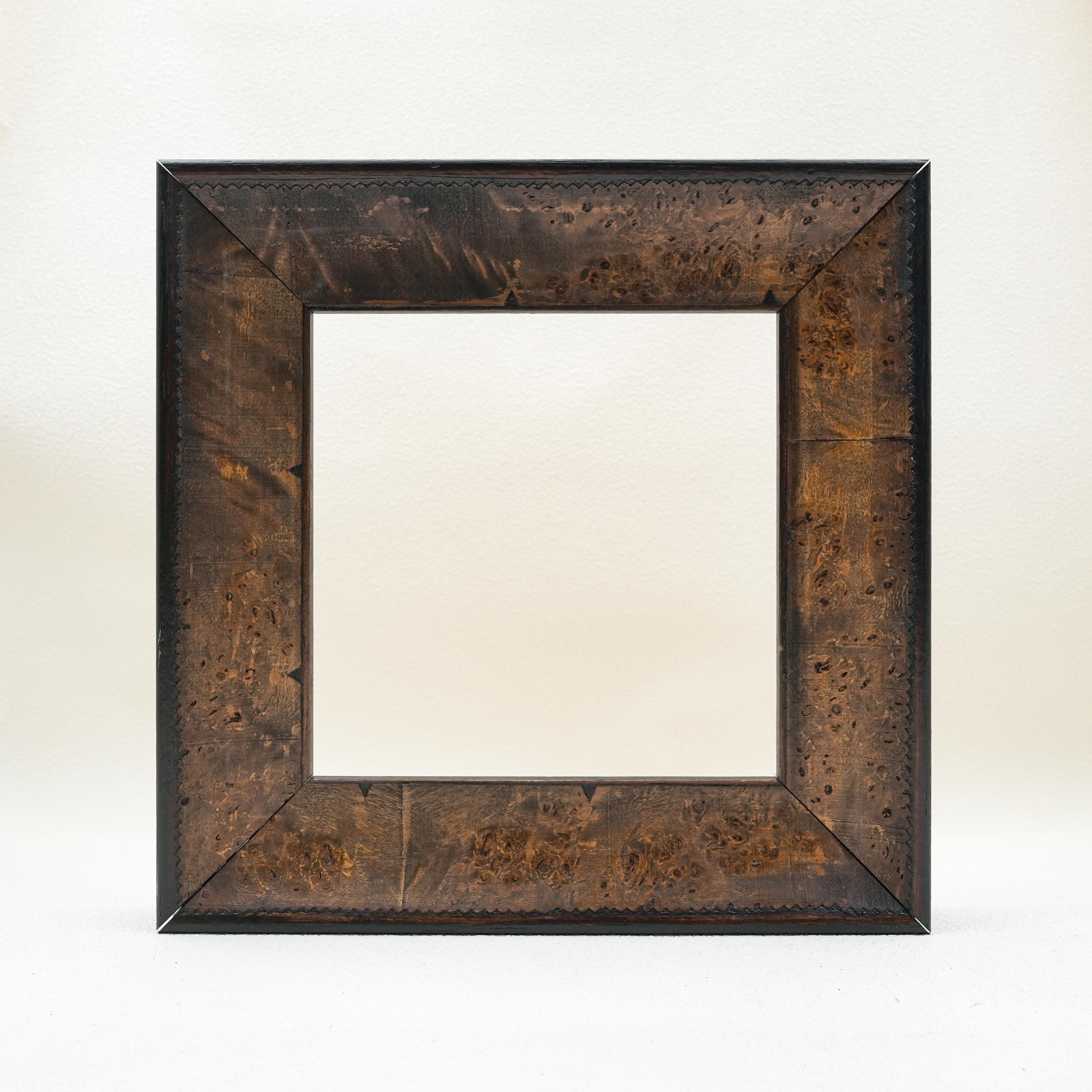 Modern Walnut Finish Tree Bark-patterned, Wide Beveled Wood Frame ...