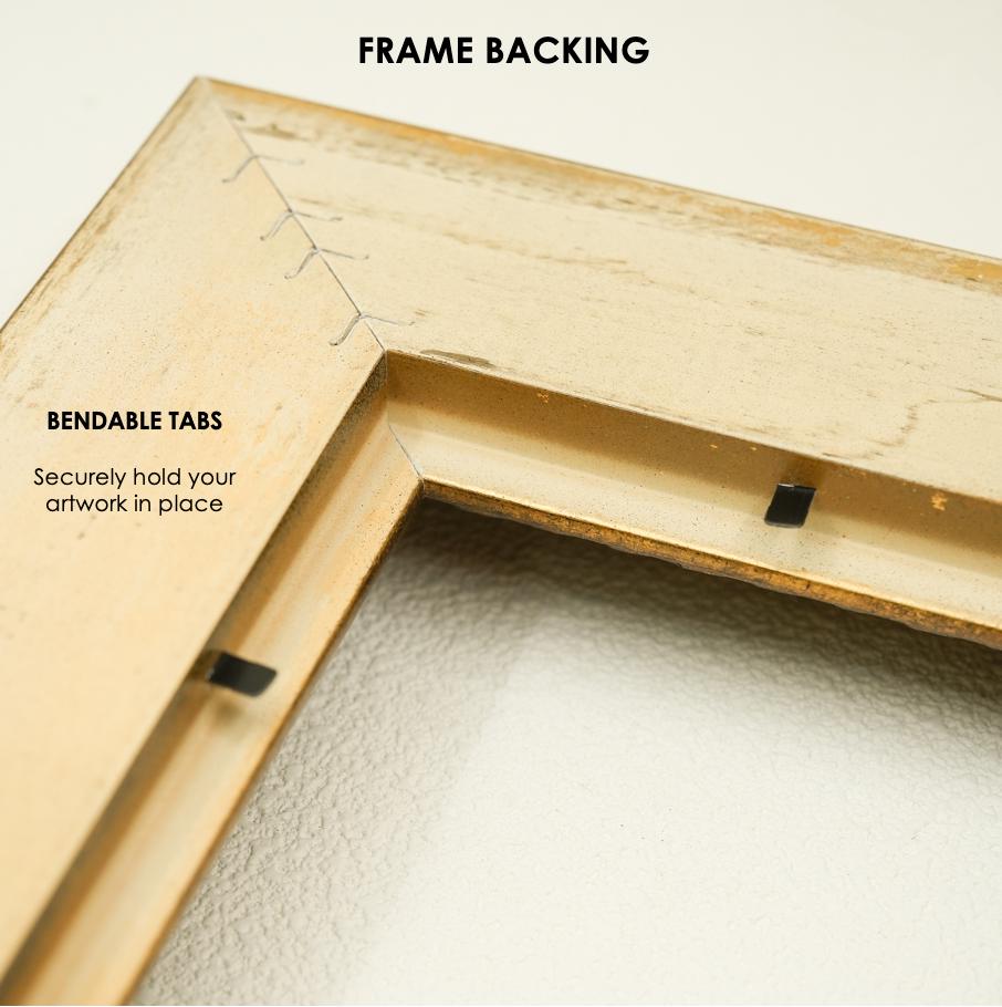 Modern Walnut Finish Tree Bark-patterned, Wide Beveled Wood Frame ...