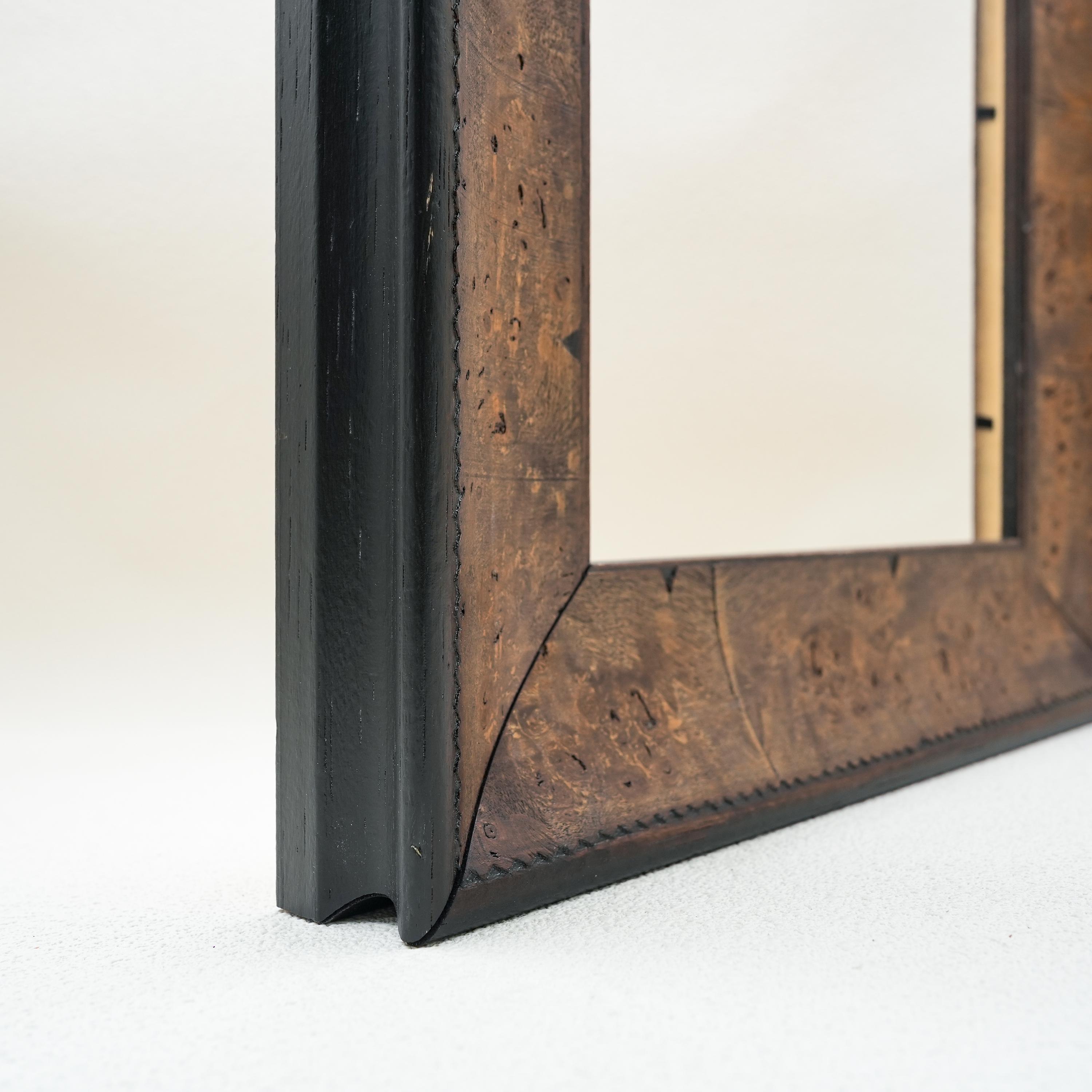 Modern Walnut Finish Tree Bark-patterned, Wide Beveled Wood Frame ...