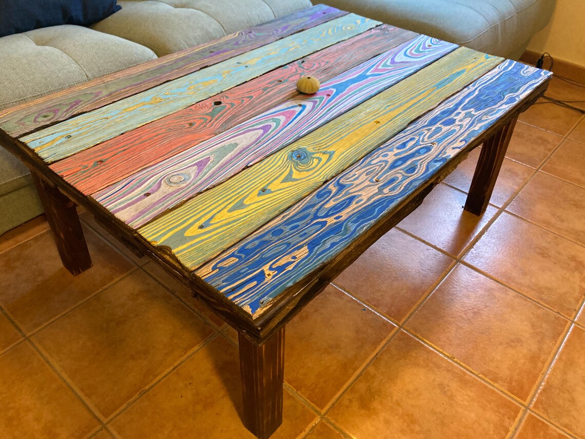Psychedelic Coffee Table Beautiful Handmade and Hand Painted Bright ...