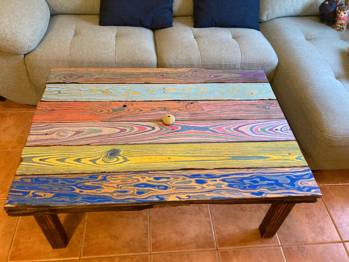 Psychedelic Coffee Table Beautiful Handmade and Hand Painted Bright ...