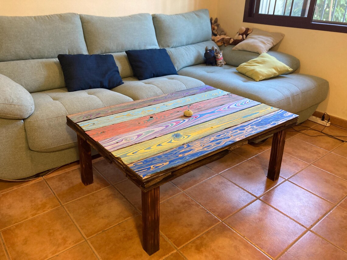 Psychedelic Coffee Table Beautiful Handmade and Hand Painted Bright ...