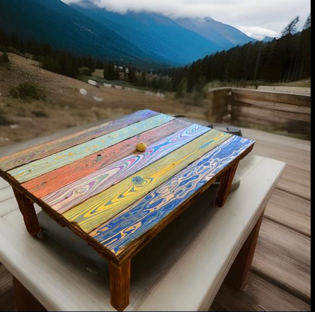 Psychedelic Coffee Table Beautiful Handmade and Hand Painted Bright ...