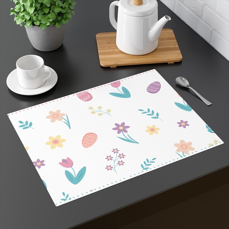 Easter Placemat, Bunny Rabbit Kitchen Table Setting, Spring Decor ...