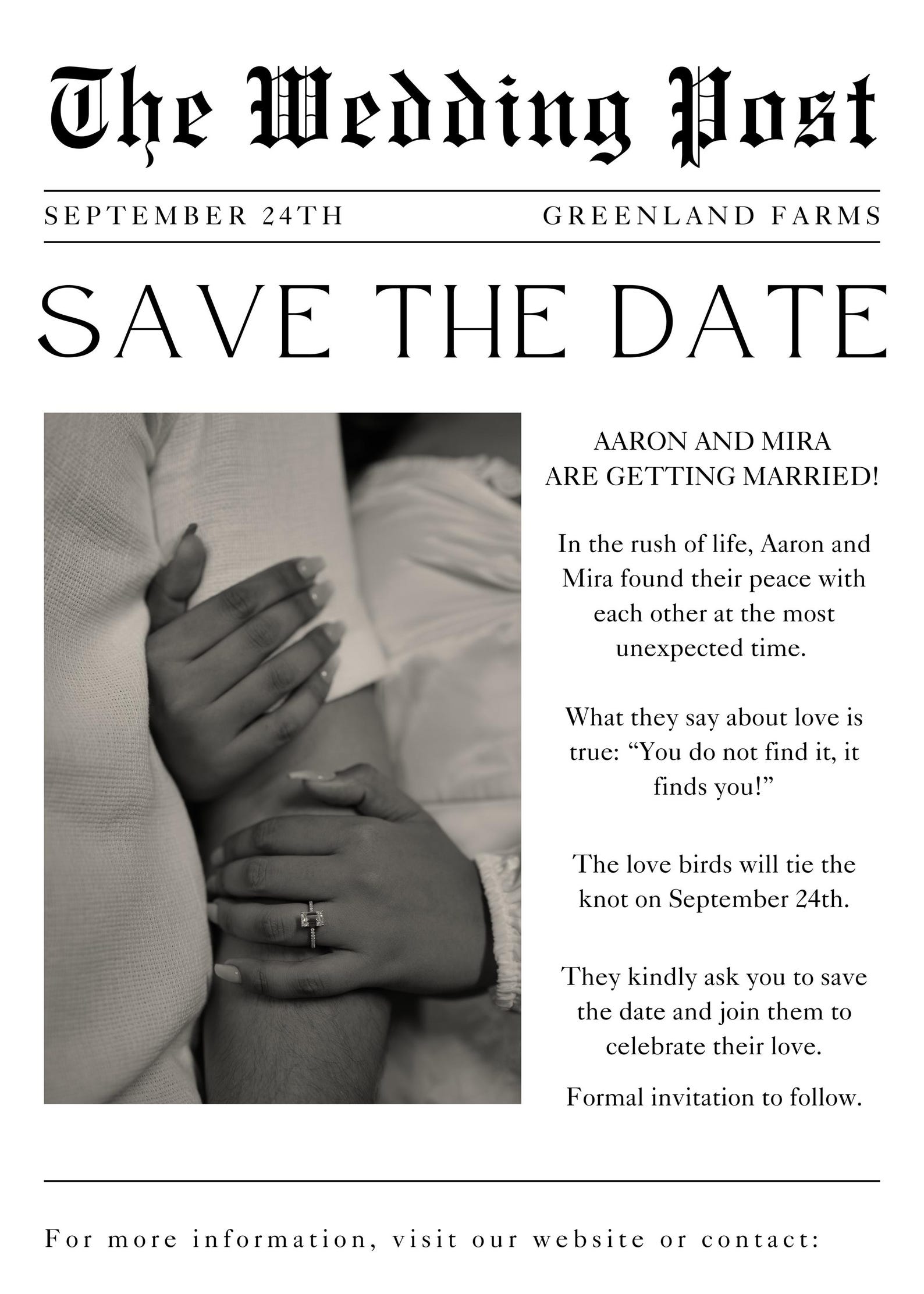 Save the Date | Save the Date Newspaper | Wedding Newspaper | Save the ...