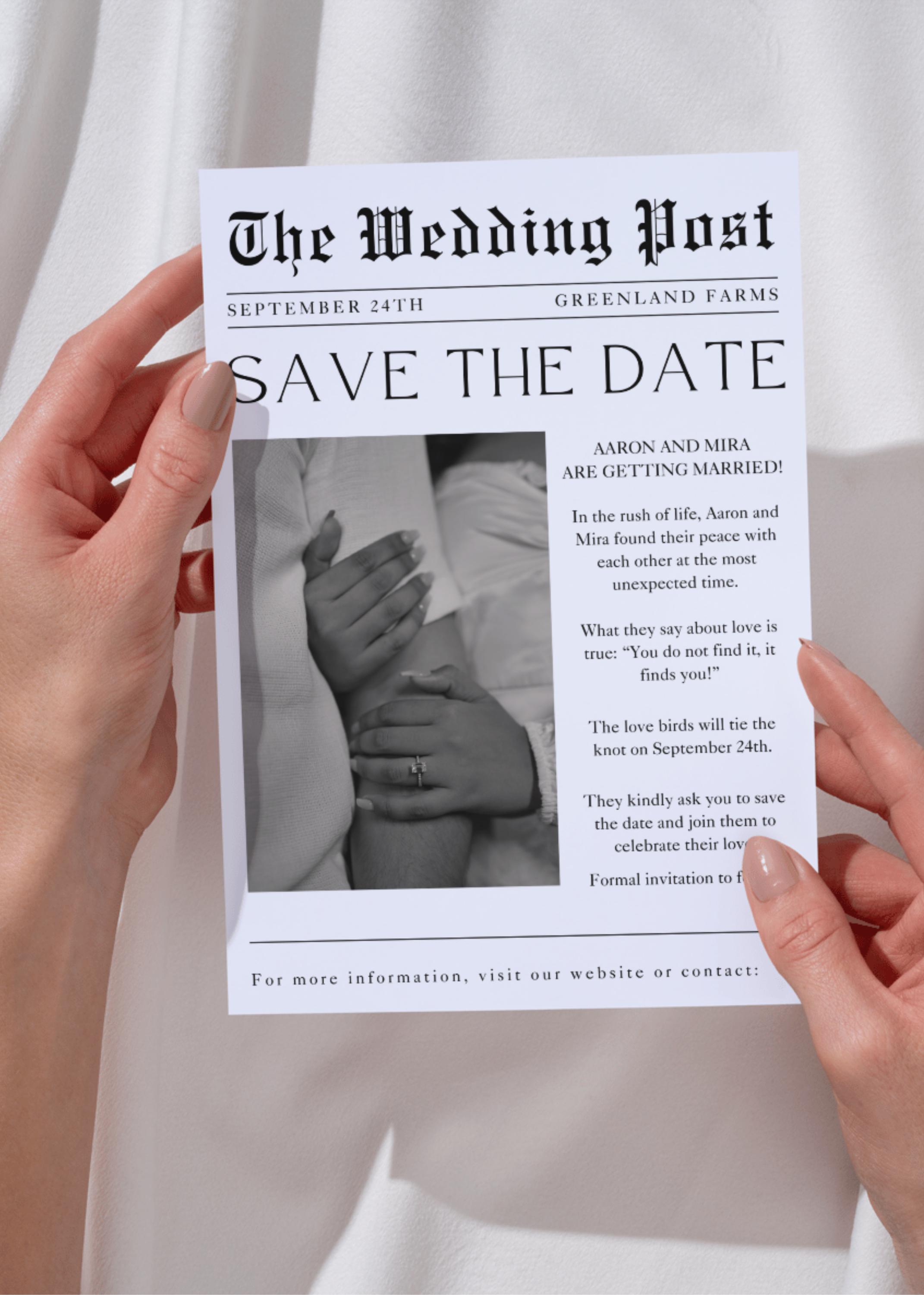Save the Date | Save the Date Newspaper | Wedding Newspaper | Save the ...