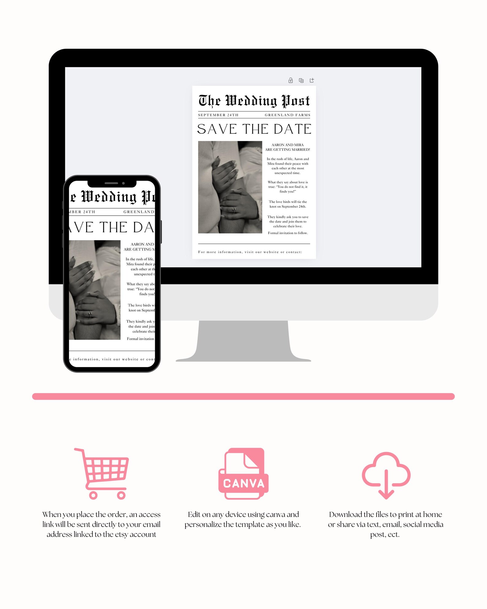 Save the Date | Save the Date Newspaper | Wedding Newspaper | Save the ...