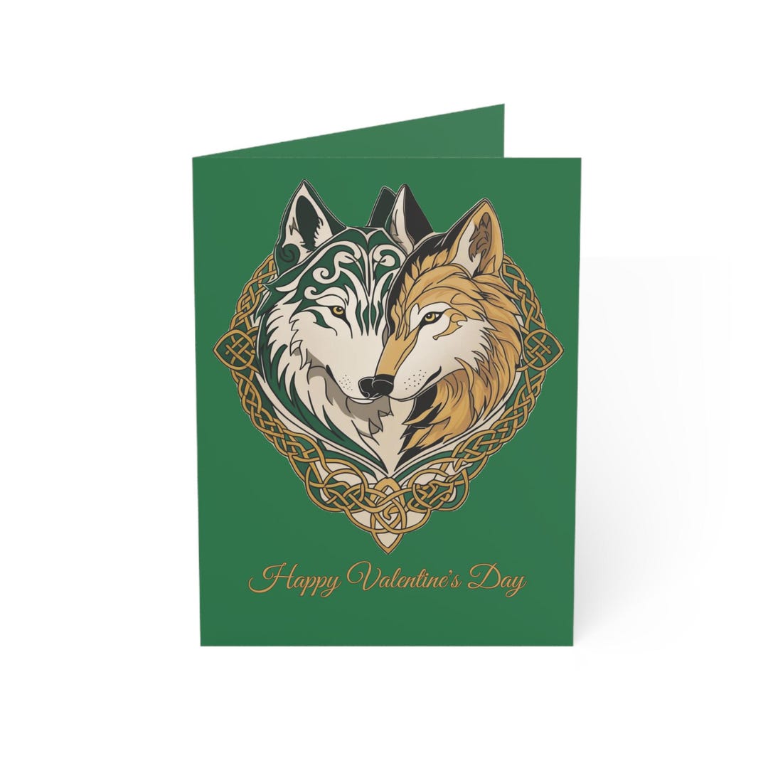 Celtic Knot Wolf Heart Valentine's Card: Irish Love Design - Etsy