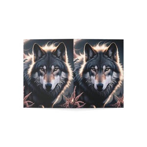 Wolf Card, Wolf Head Face Graphic, Wolfdog Animal Print Stationery, Set ...