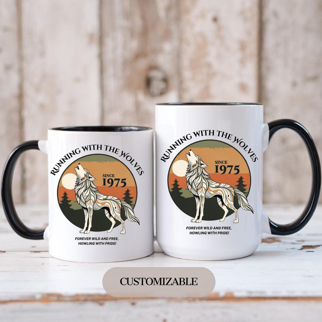Wolf Coffee Mug Cup, 30th, 40th, 50th, 60th, 70th, 80th Birthday Gift ...