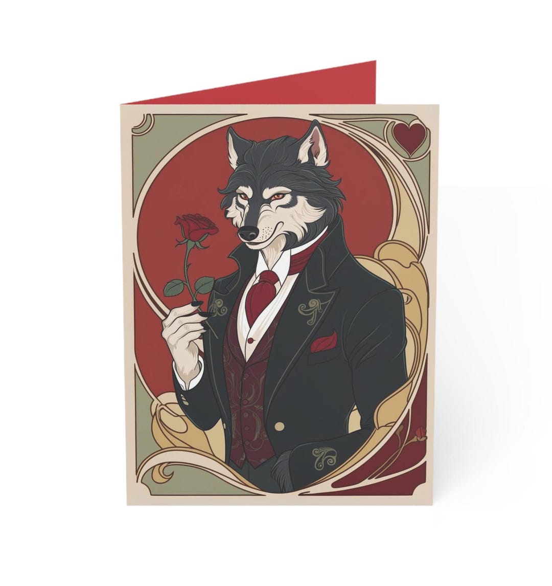 Werewolf Rose Card: Medieval Romance, Fantasy Love Note - Etsy